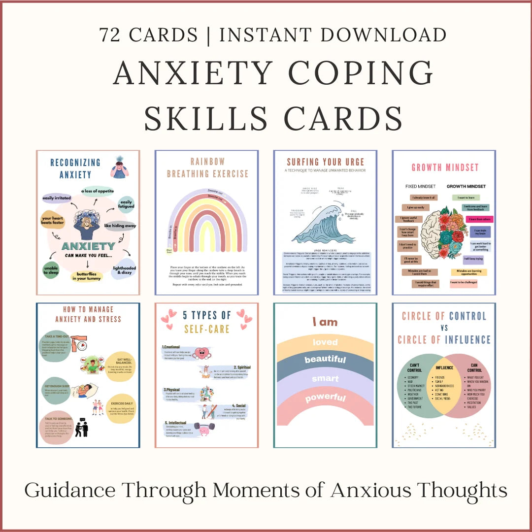 Anxiety Coping Skills Flashcards – Printable Calm & Grounding Tools ...