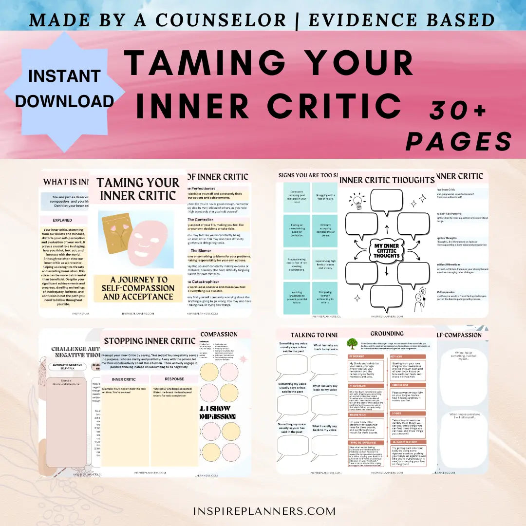 Inner Critic Worksheets : Learn Silencing the Inner Critic – Inspire Planners