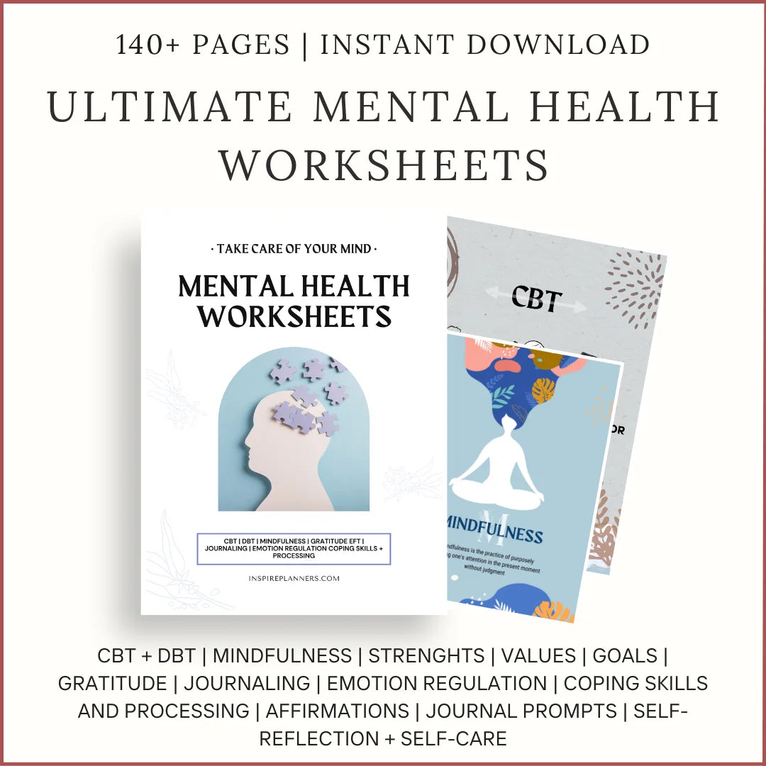 Ultimate Mental Health Worksheets Bundle - 140+ Self Care Resources ...