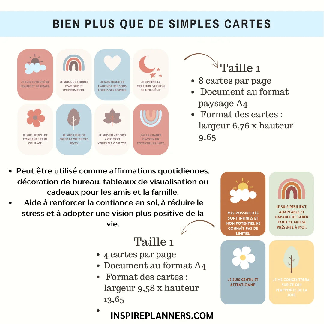 88 Positive Affirmation Cards in French | Mindfulness & Self-Growth ...
