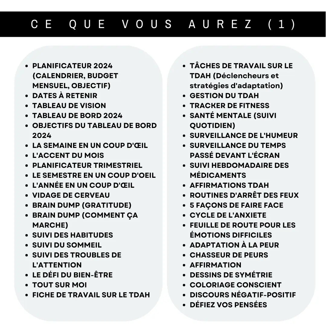 Mental Health Worksheets in French – Inspire Planners