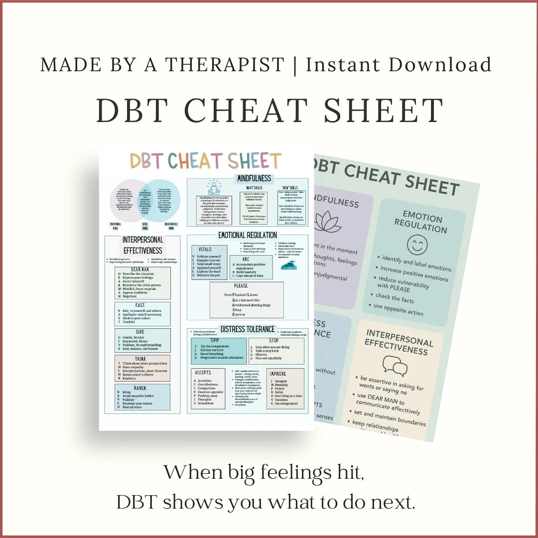 DBT Skills Cheat Sheet for Calm & Emotional Control – Inspire Planners