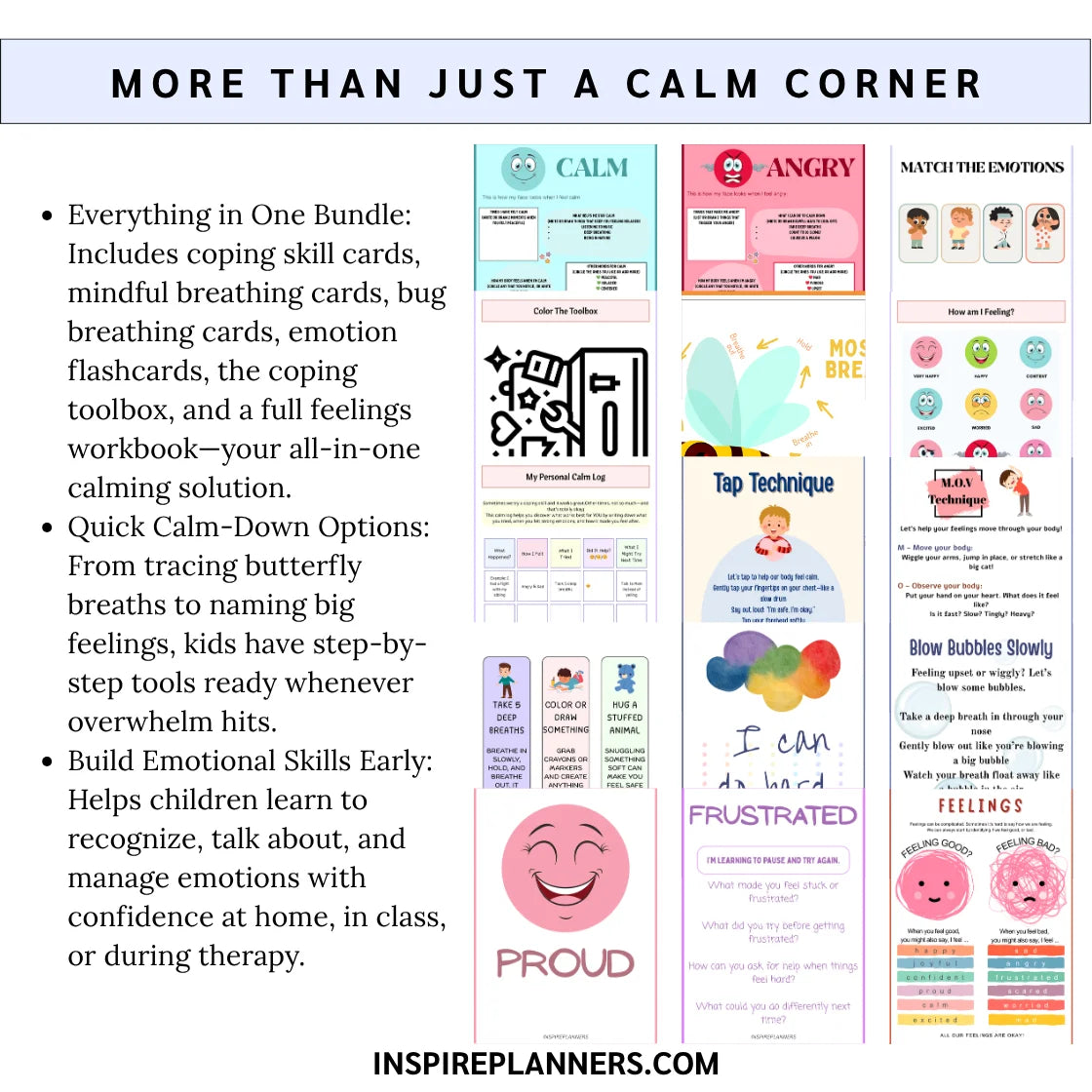 Kids Calm Corner Bundle - Emotional Regulation Worksheets – Inspire ...