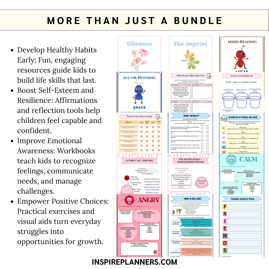 Kids Life Skills Worksheets – Daily Living & SEL Bundle – Inspire Planners