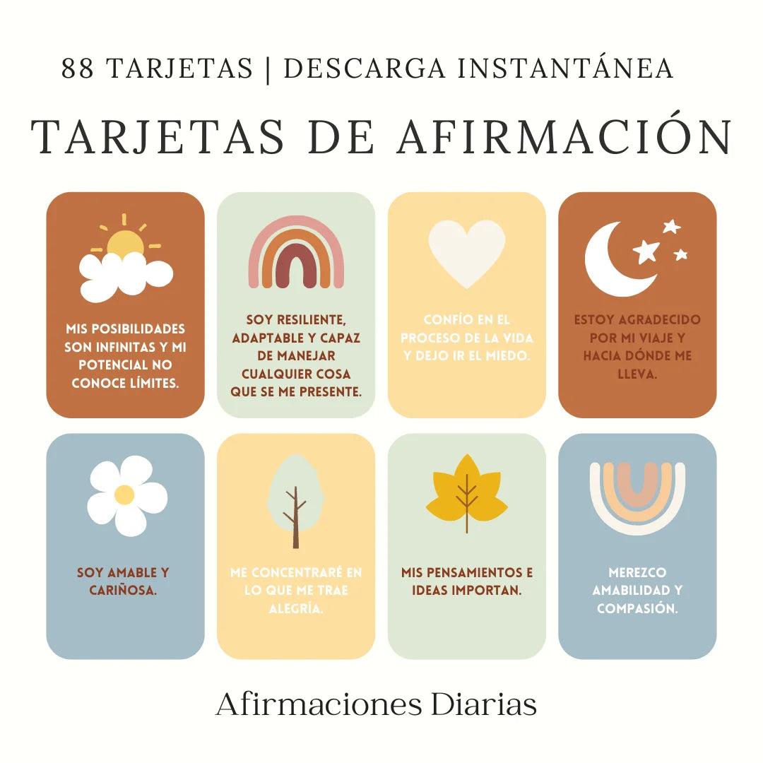 Tarjetas de Afirmación en Español – 88 Cartas Imprimibles – Inspire ...