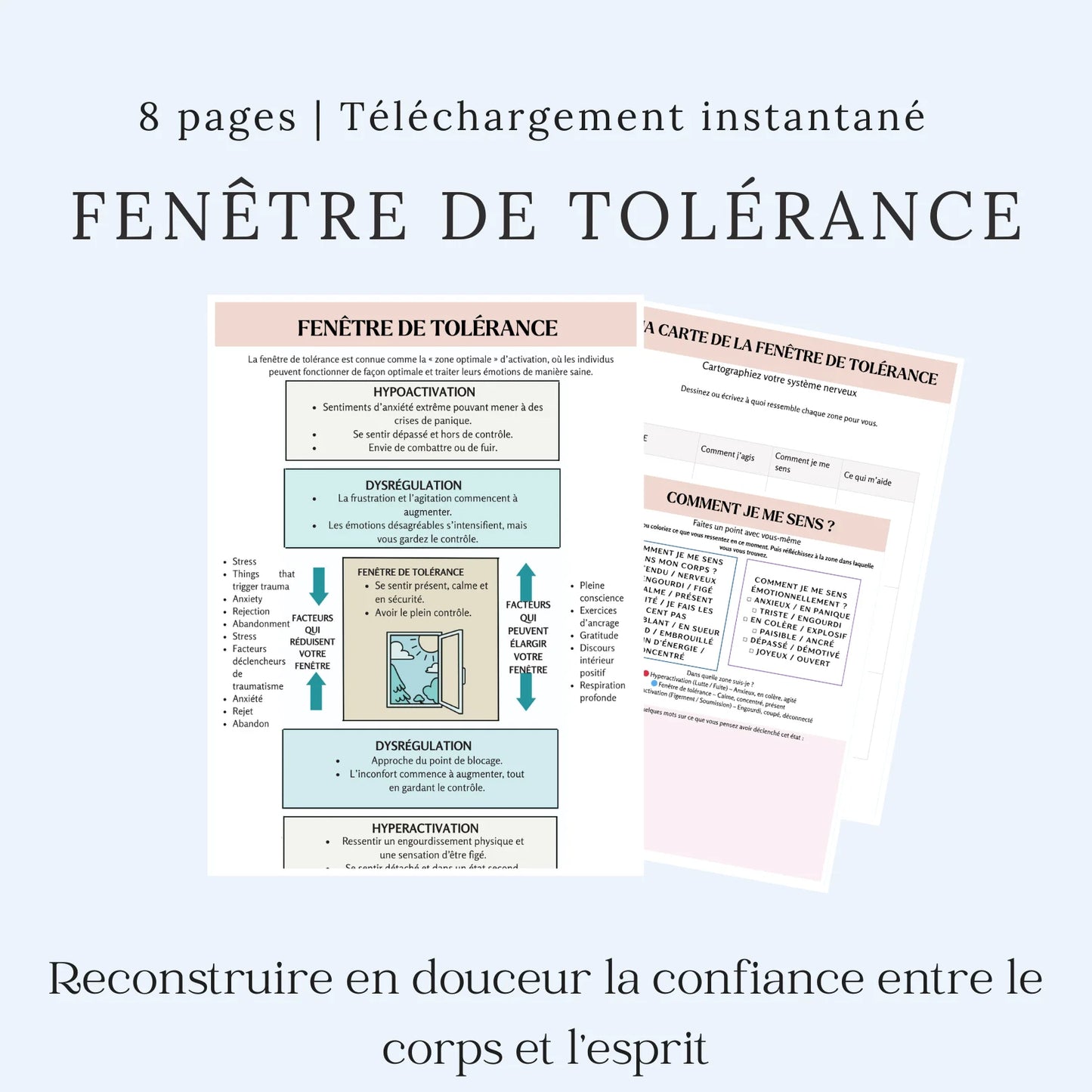 Cahier d’Exercices de la Fenêtre de Tolérance – Régulation Émotionnell ...
