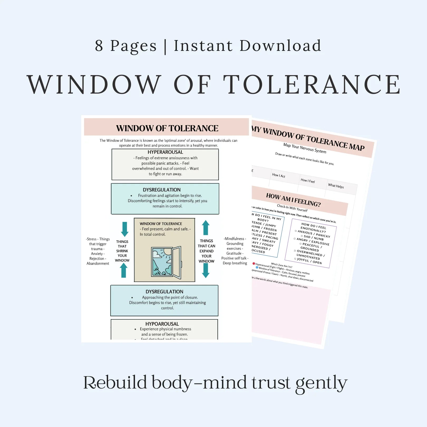 Window of Tolerance Workbook - Emotional Regulation | Inspire Planners